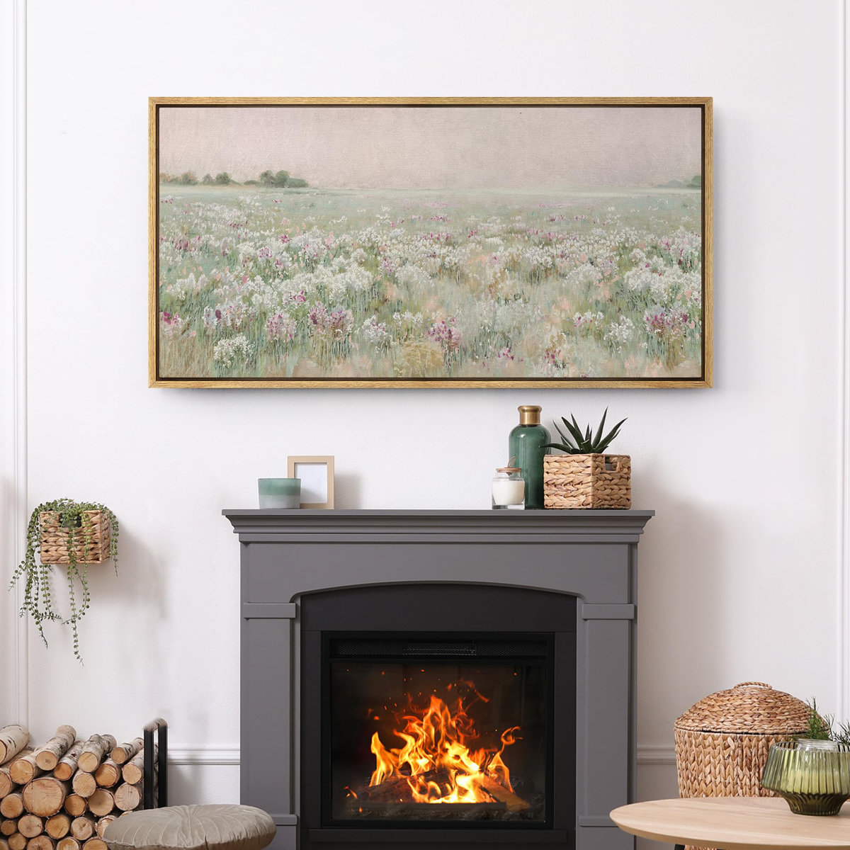 IDEA4WALL Vibrant Wildflower "Meadow Floral Field French Country Artwork Pictures Extra Large ...